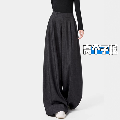 高个子加长高腰阔腿西装裤女春秋