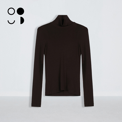 半高领修身长袖轻薄绵羊毛打底衫