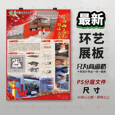 原创环艺展板设计PS模板A0尺寸3D建模展板设计排版模板