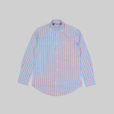 刁蛮公主 男士洗水直条纹长袖长版衬衣D-4