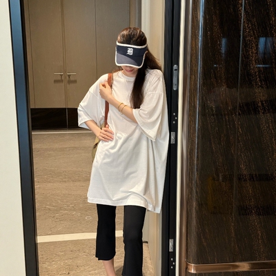 莫代尔圆领短袖宽松显瘦T恤女