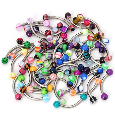 10/20/30PCS Stainless Steel Eyebrow Piercing Lot 16G Tongue