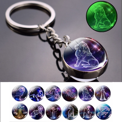 Glow In The Dark 12 Constellation Keychain Zodiac Signs