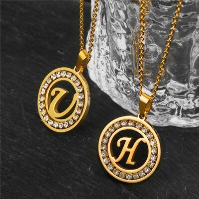 Punk Initial Letter Name Pendant Female Gold Color
