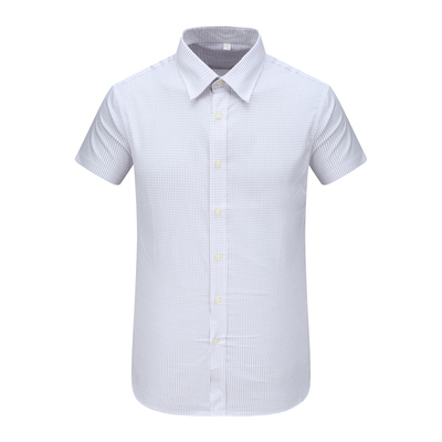 MY101美尔男式夏季短袖衬衫 棉休闲商务上衣 紫格 时尚都市 免烫