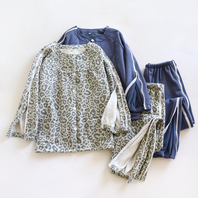 女秋冬季收口款内拉绒保暖护理服男易穿脱针灸理疗大码加厚康复服