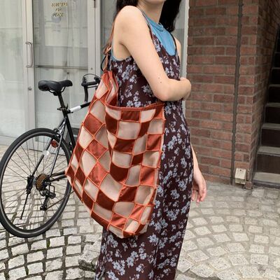 Casselini棋盘格单肩斜挎包