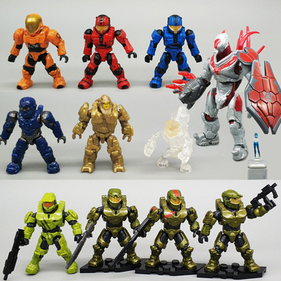 光环手办积木人斯巴达战士光晕士官长精英族士兵可动猎人模型玩具