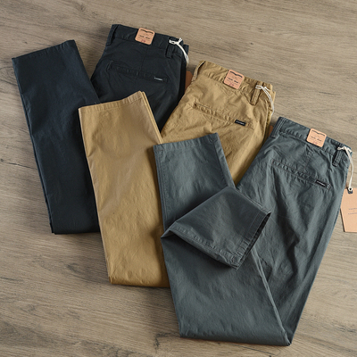 春夏新款速干裤子男CHINO卡其裤锥形复古微弹修身小直筒休闲裤男
