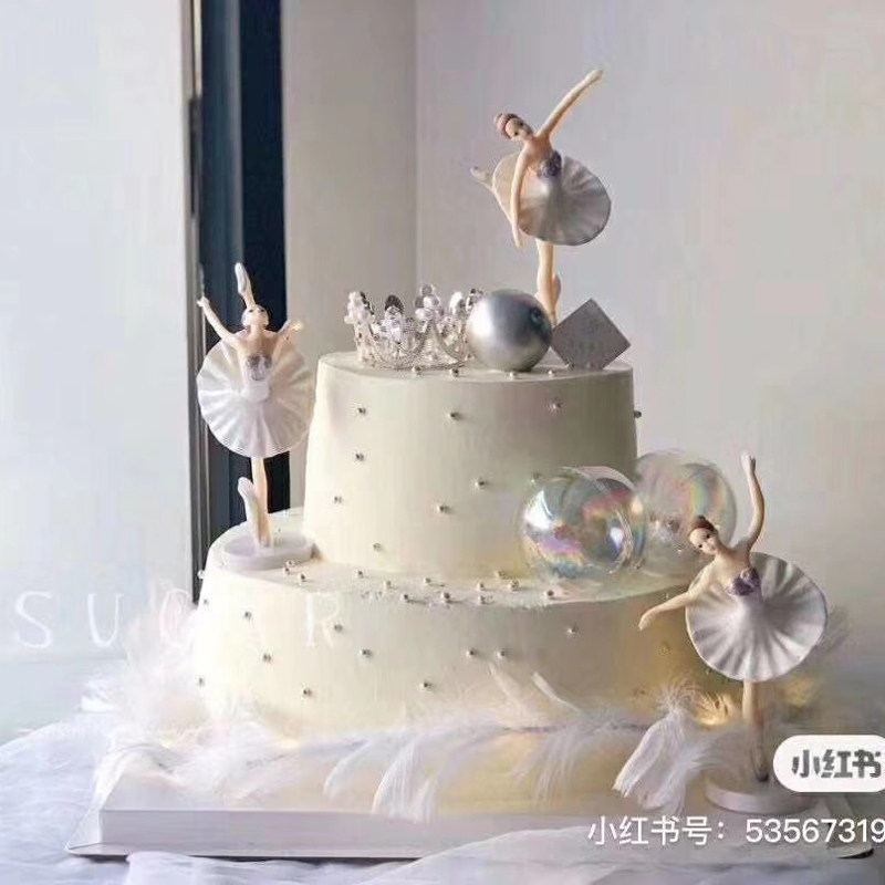 网红蛋糕装饰优雅舞姿公主生日蛋糕摆件跳舞女孩芭蕾舞三件套公仔