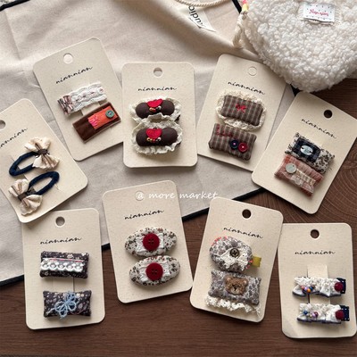 满3对包邮念念niannian韩系儿童甜美可爱布艺发夹女童蝴蝶结bb夹