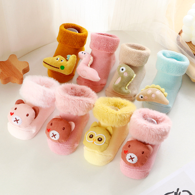 婴儿纯棉地板袜秋冬保暖袜子纯棉