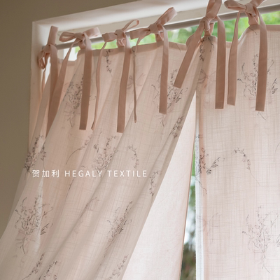 HEGALY文艺粉色氛围系带款门帘