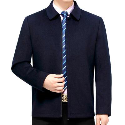 冬新款中老年秋男2218-OP式夹克商务休闲料衫公务毛员茄克爸爸装