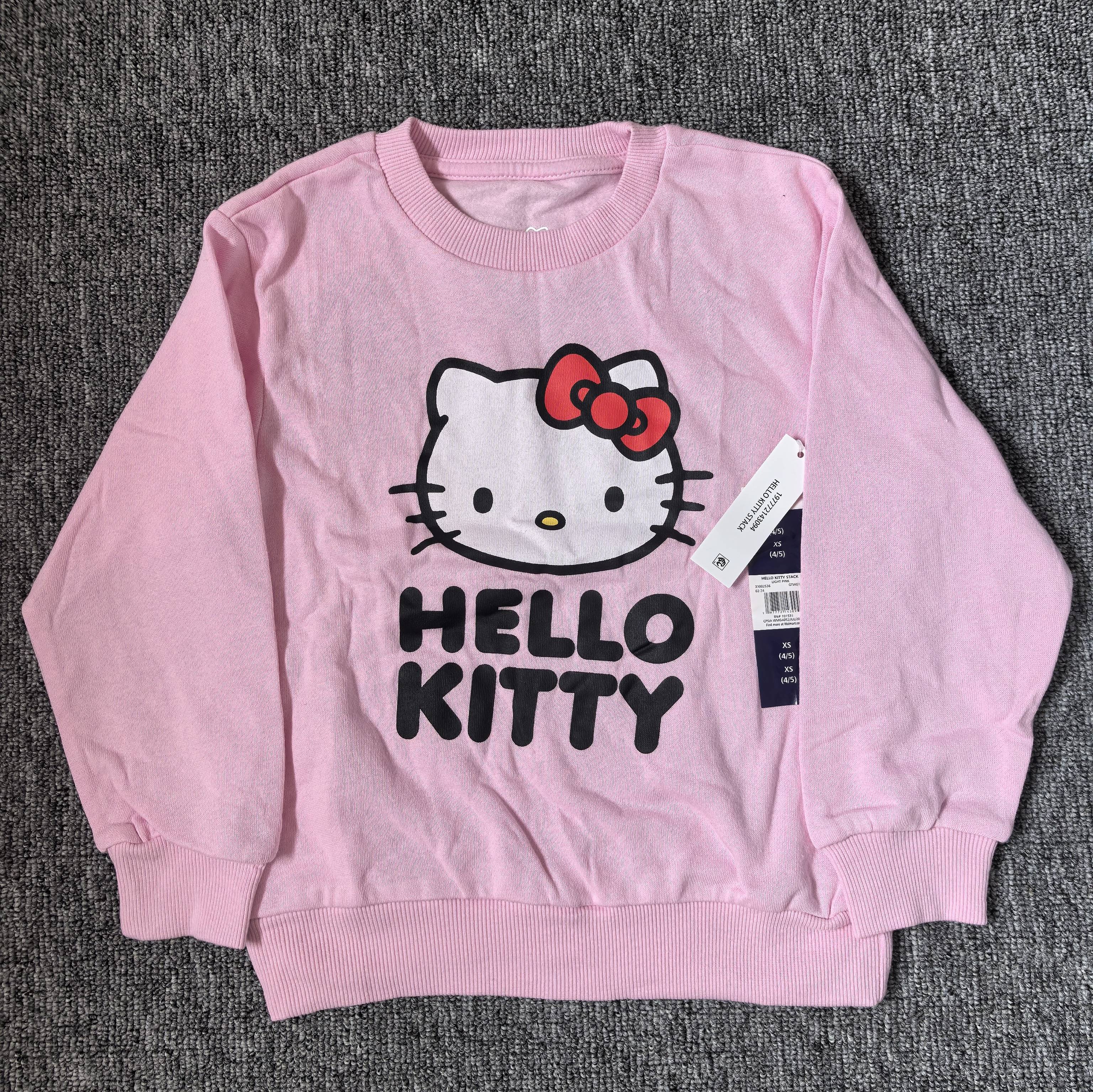 外贸童装 Kt 猫抓绒卫衣女童绒衫打底衣女宝宝上衣春秋卡通kitty