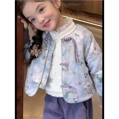 女童中国风盘扣棉服套装