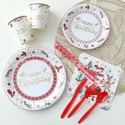 MerryChristmas纸盘纸杯餐具