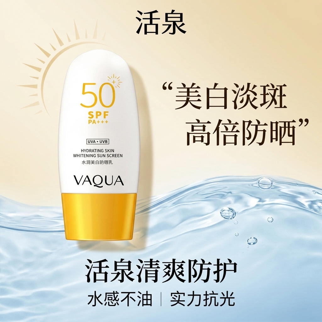 活泉水润美白防晒乳淡斑隔离防汗清爽紫外线SPF50+PA+++学生