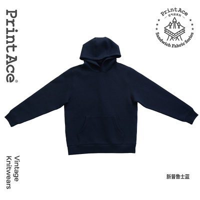 奥地利兰精莫代尔棉混纺七明治空气层带帽套头卫衣6319