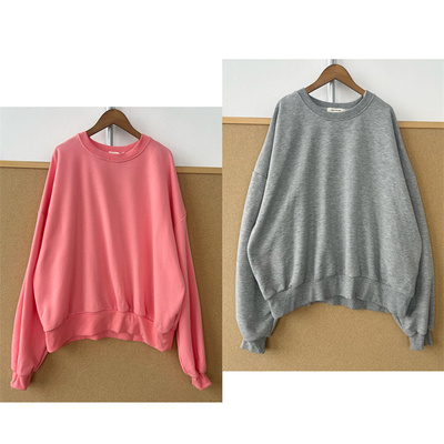 L1-189韩系西纯色基础圆领卫衣男女慵懒风日常通勤长袖卫衣Z26-7
