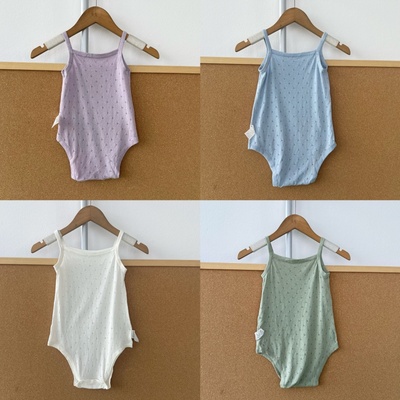 R2-45幼儿款夏季吊带薄款包屁哈衣提花网眼无袖三角爬服Y25-11