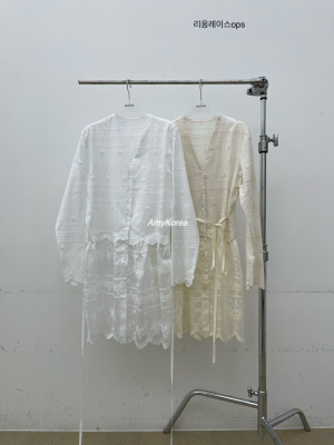 atmosphere Amy韩代 26早春 东大门 重工刺绣蕾丝 衬衫式连衣裙