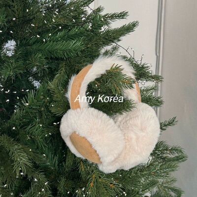 现～bplan韩国东大门代购24冬季新款 甜美洋气毛绒头饰耳套保暖