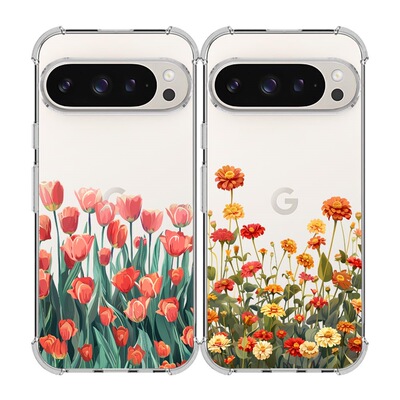 花朵适用于谷歌Pixel 10pro透明手机壳Pixel 9proXL彩绘Google Pixel8pro保护套7pro/6pro软壳7A/8A/9A防摔10