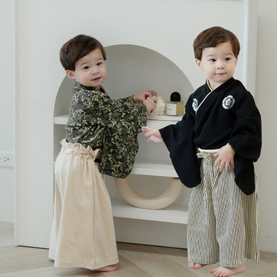 24秋冬  男孩裤套装日系和服 男童上衣裤套装和服版24002