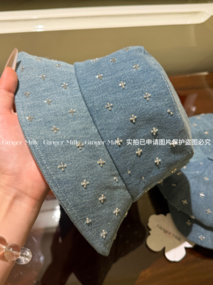 GingerMilk早春新品 两版本buling小米珠渔夫报童帽100%棉休闲帽