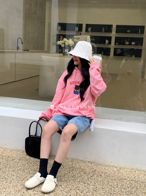 hh原创设计带帽套头卫衣宽松休闲上衣连帽衫26年春季新款大码女装