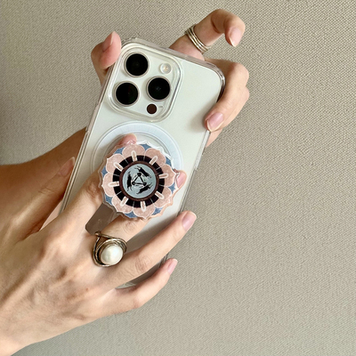 栖迟原创中国风手机粘贴磁吸滴胶气囊支架-三兔共耳(不含手机壳）