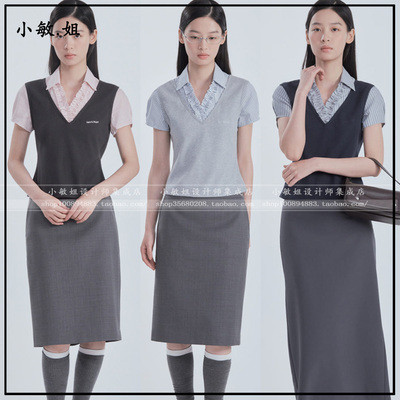 敏姐26夏韩国设计师品牌mausoleum新款7月深V领字母logo背心