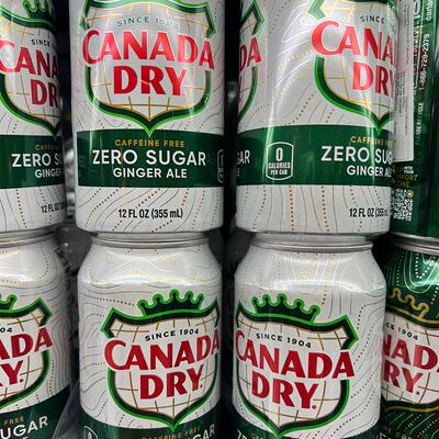 代购正品 美国进口 CANADA DRY无咖啡因无糖姜汁汽水 355毫升*6罐