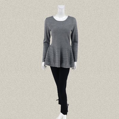 亮丝提花大摆遮肚减龄羊毛针织衫