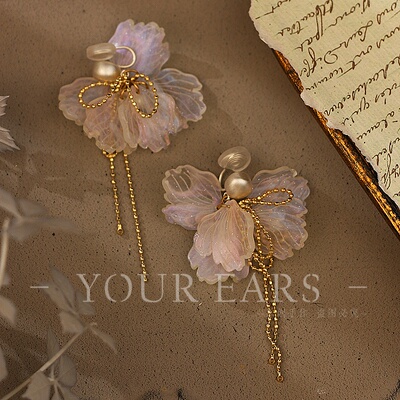 EARS原创设计手作薄纱花朵耳环
