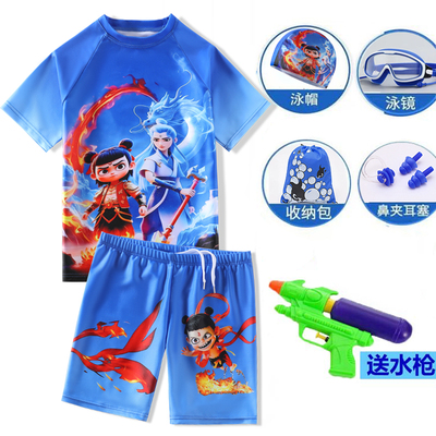 儿童泳衣男孩男童卡通新款短袖