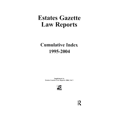 预订 EGLR 2004 Cumulative Index EGLR 2004累积指数: 9781138461239