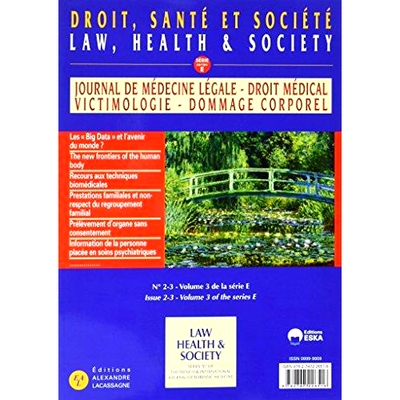 预订 Journal de médecine légale, droit médical, victimologie, dommage corporel, n° 60-1 法律医学杂志、*法、受害者