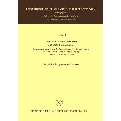 预订 Implizite Runge-Kutta-Formeln: 9783663063490