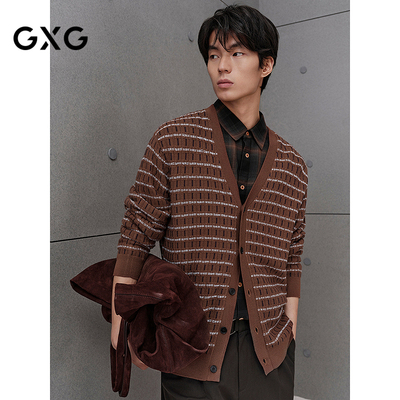 GXG男装 商场同款条纹休闲开衫宽松外套25年秋季新品G25X303016