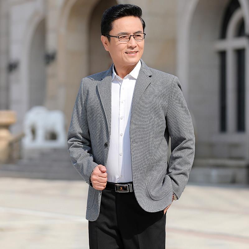 jeep吉普新款中年西服爸爸春装外套上衣单西百搭商务小西装春秋款