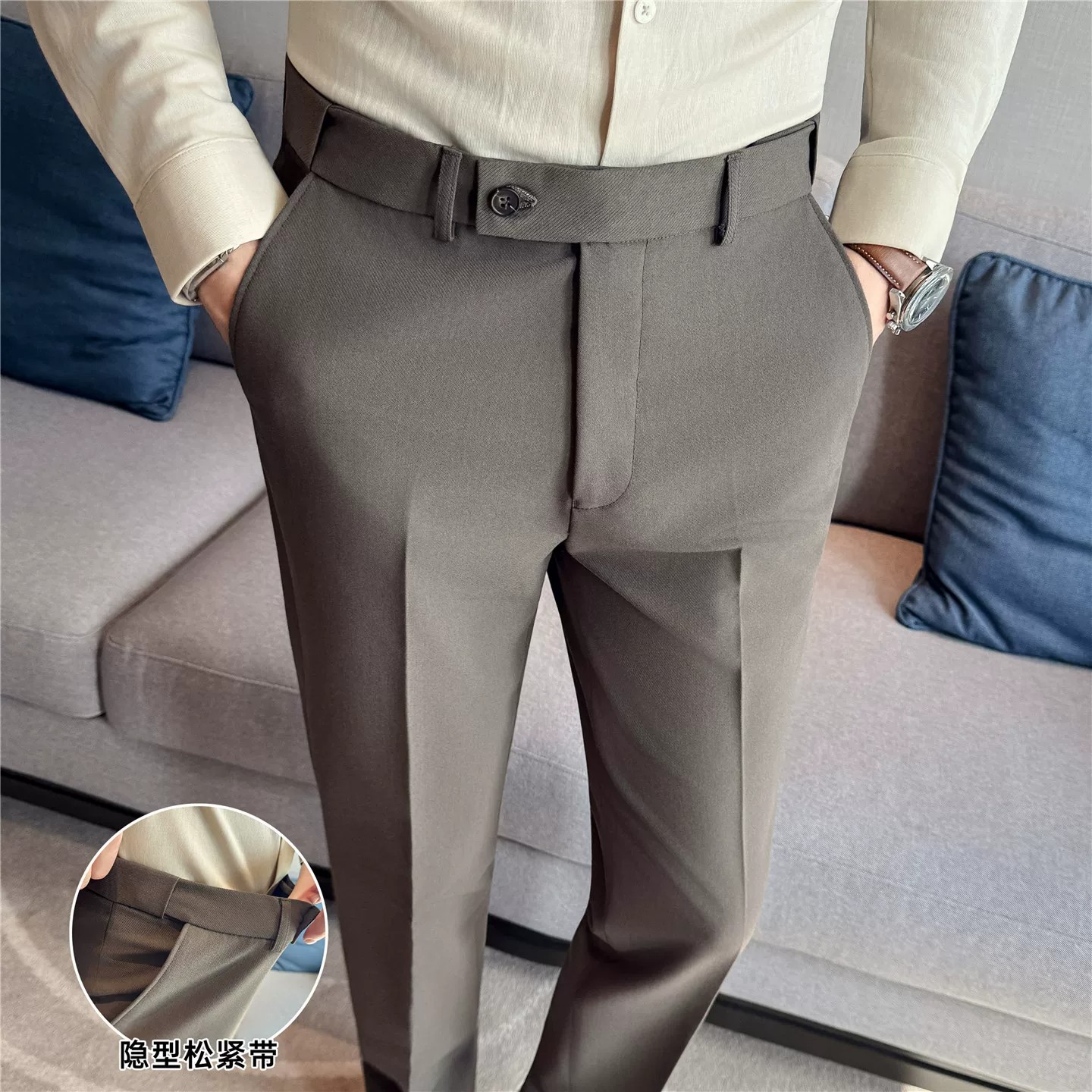 jeep吉普松紧腰男士西裤2026新款休闲长裤直筒商务正装西装裤修身