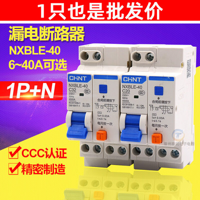 正泰NXBLE-40漏电开关1P+N双进双出带空气开关漏电保护器断路器