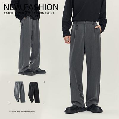 APO男装|2025新款商务休闲垂感西裤男士春秋高级感宽松直筒长裤子