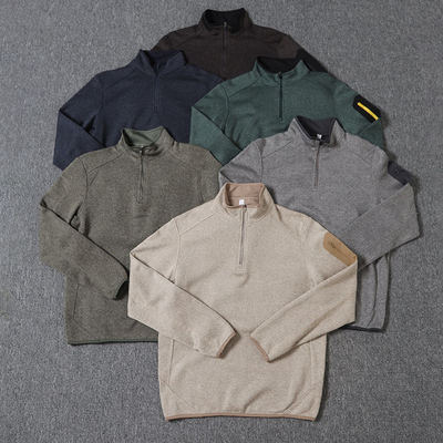 户外春秋男士加绒中间层保暖运动半拉链立领套头抓绒衣3139-25618