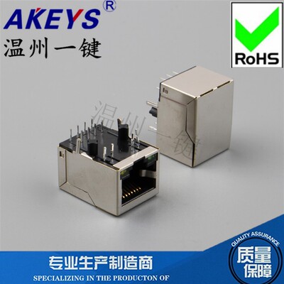 KLB-HR91105A-100兆有LED灯+变压器 RJ45插座 网络接口 带滤波器