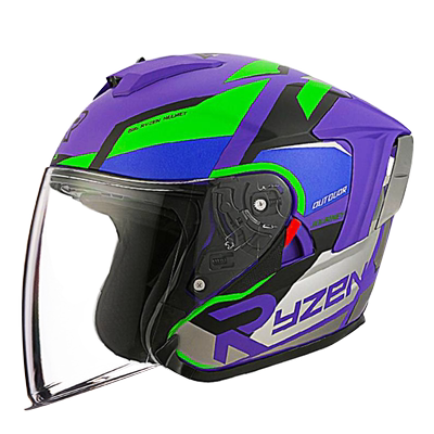 3C内置炫彩片双镜摩托车半盔