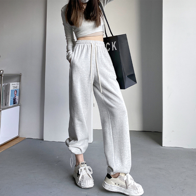 直筒阔腿高腰春夏运动裤卫裤