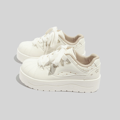 蓓尔女鞋2026春款新款时尚厚底小白鞋休闲轻便百搭学院风运动板鞋